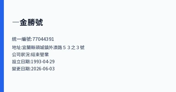 ―金勝號的照片-統編 77044391(宜蘭縣) 公司登記資料與營業項目詳細圖表