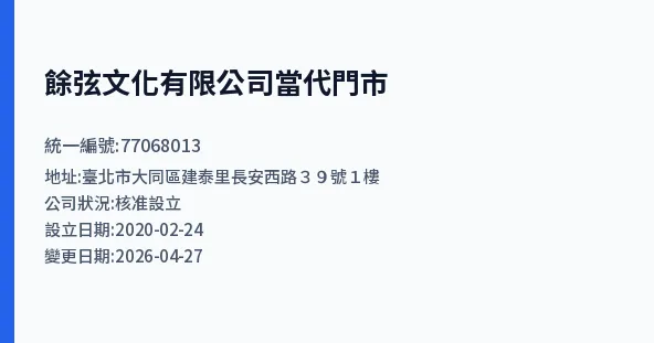 餘弦文化有限公司當代門市的照片-統編 77068013(臺北市) 公司登記資料與營業項目詳細圖表