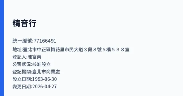 精音行的照片-統編 77166491(臺北市) 公司登記資料與營業項目詳細圖表