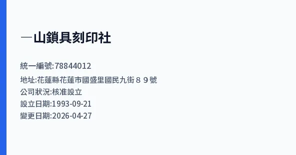 ―山鎖具刻印社的照片-統編 78844012(花蓮縣) 公司登記資料與營業項目詳細圖表