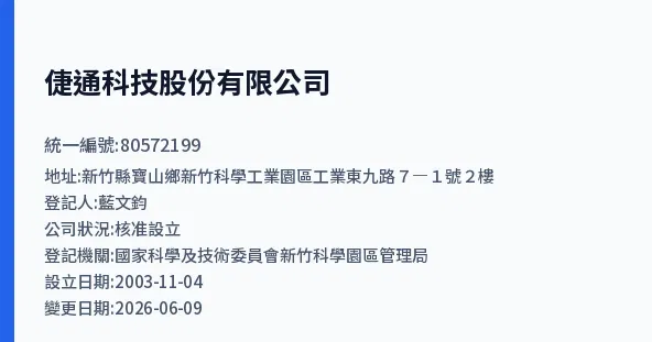 倢通科技股份有限公司的照片-統編 80572199(新竹縣) 公司登記資料與營業項目詳細圖表