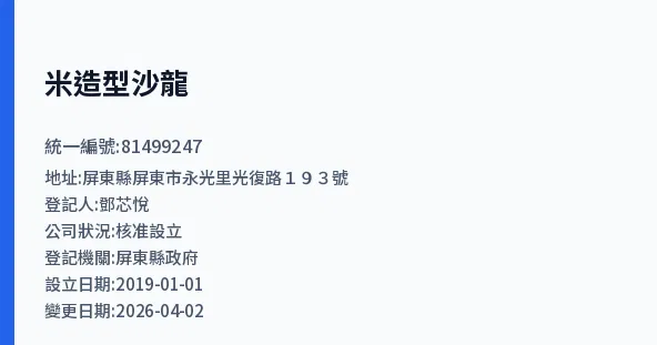 米造型沙龍的照片-統編 81499247(屏東縣) 公司登記資料與營業項目詳細圖表