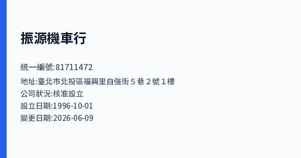 振源機車行的照片-統編 81711472(臺北市) 公司登記資料與營業項目詳細圖表