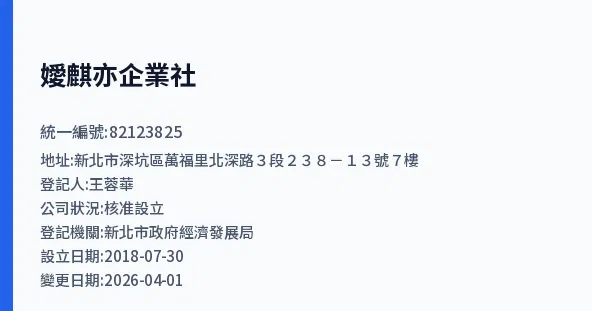 嬡麒亦企業社的照片-統編 82123825(新北市) 公司登記資料與營業項目詳細圖表