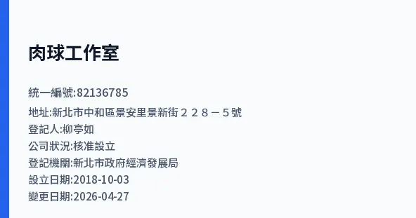 肉球工作室的照片-統編 82136785(新北市) 公司登記資料與營業項目詳細圖表