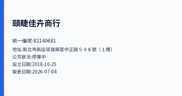 頤睫佳卉商行的照片-統編 82140681(新北市) 公司登記資料與營業項目詳細圖表