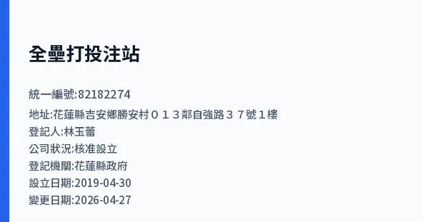 全壘打投注站的照片-統編 82182274(花蓮縣) 公司登記資料與營業項目詳細圖表