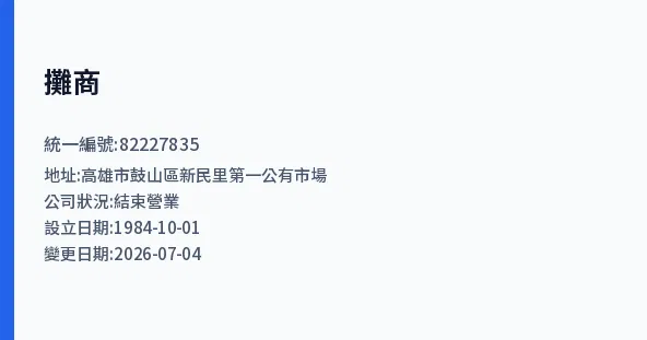 攤商的照片-統編 82227835(高雄市) 公司登記資料與營業項目詳細圖表