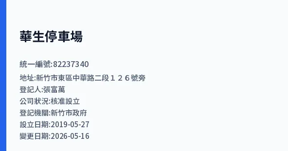 華生停車場的照片-統編 82237340(新竹市) 公司登記資料與營業項目詳細圖表