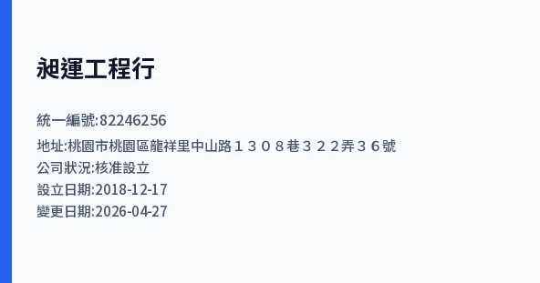 昶運工程行的照片-統編 82246256(桃園市) 公司登記資料與營業項目詳細圖表