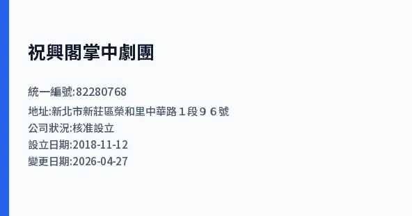 祝興閣掌中劇團的照片-統編 82280768(新北市) 公司登記資料與營業項目詳細圖表