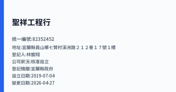聖祥工程行的照片-統編 82352452(宜蘭縣) 公司登記資料與營業項目詳細圖表