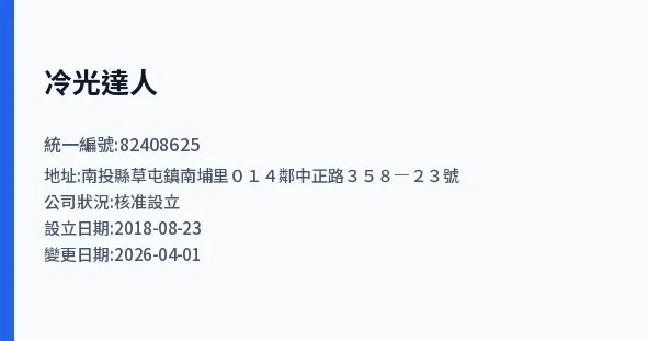 冷光達人的照片-統編 82408625(南投縣) 公司登記資料與營業項目詳細圖表