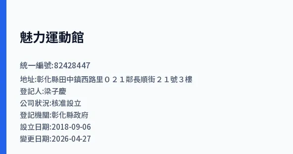 魅力運動館的照片-統編 82428447(彰化縣) 公司登記資料與營業項目詳細圖表