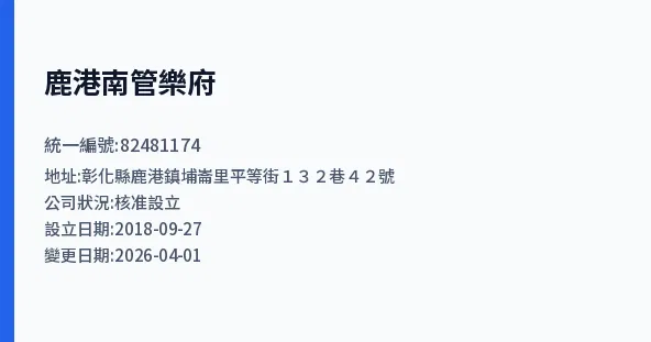 鹿港南管樂府的照片-統編 82481174(彰化縣) 公司登記資料與營業項目詳細圖表