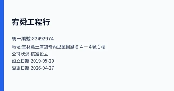 宥舜工程行的照片-統編 82492974(雲林縣) 公司登記資料與營業項目詳細圖表