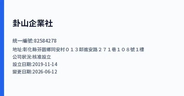 卦山企業社的照片-統編 82584278(彰化縣) 公司登記資料與營業項目詳細圖表