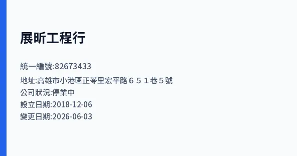 展昕工程行的照片-統編 82673433(高雄市) 公司登記資料與營業項目詳細圖表