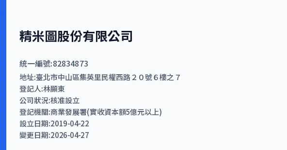 精米圖股份有限公司的照片-統編 82834873(臺北市) 公司登記資料與營業項目詳細圖表