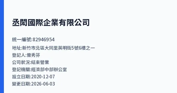 丞閎國際企業有限公司的照片-統編 82946954(新竹市) 公司登記資料與營業項目詳細圖表