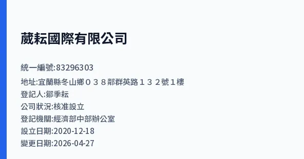 葳耘國際有限公司的照片-統編 83296303(宜蘭縣) 公司登記資料與營業項目詳細圖表