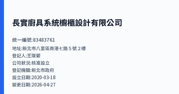 長實廚具系統櫥櫃設計有限公司的照片-統編 83483761(新北市) 公司登記資料與營業項目詳細圖表