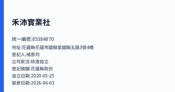 禾沛實業社的照片-統編 85384870(花蓮縣) 公司登記資料與營業項目詳細圖表