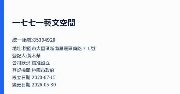 一七七一藝文空間的照片-統編 85394928(桃園市) 公司登記資料與營業項目詳細圖表