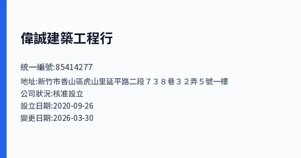 偉誠建築工程行的照片-統編 85414277(新竹市) 公司登記資料與營業項目詳細圖表