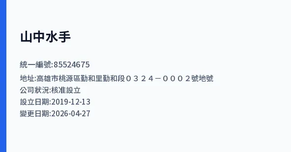 山中水手的照片-統編 85524675(高雄市) 公司登記資料與營業項目詳細圖表