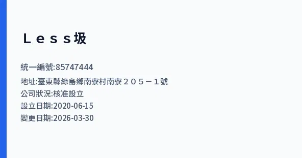 Less圾的照片-統編 85747444(臺東縣) 公司登記資料與營業項目詳細圖表
