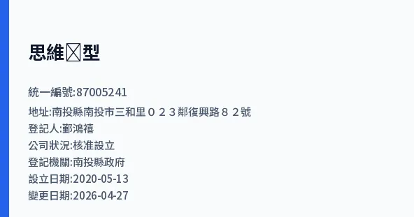 思維髪型的照片-統編 87005241(南投縣) 公司登記資料與營業項目詳細圖表