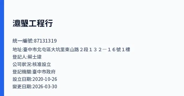 濎琞工程行的照片-統編 87131319(臺中市) 公司登記資料與營業項目詳細圖表