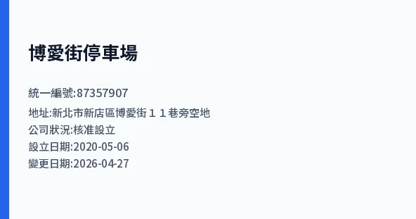 博愛街停車場的照片-統編 87357907(新北市) 公司登記資料與營業項目詳細圖表