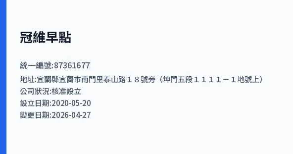 冠維早點的照片-統編 87361677(宜蘭縣) 公司登記資料與營業項目詳細圖表