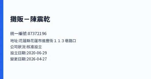 攤販-陳震乾的照片-統編 87372196(花蓮縣) 公司登記資料與營業項目詳細圖表