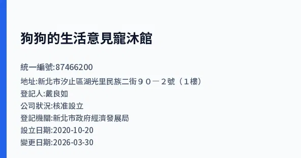 狗狗的生活意見寵沐館的照片-統編 87466200(新北市) 公司登記資料與營業項目詳細圖表