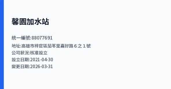 馨園加水站的照片-統編 88077691(高雄市) 公司登記資料與營業項目詳細圖表