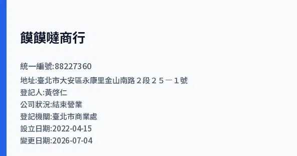 饃饃噠商行的照片-統編 88227360(臺北市) 公司登記資料與營業項目詳細圖表