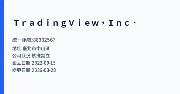 TradingView, Inc.的照片-統編 88332567(臺北市) 公司登記資料與營業項目詳細圖表