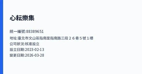 心耘樂集的照片-統編 88389651(臺北市) 公司登記資料與營業項目詳細圖表