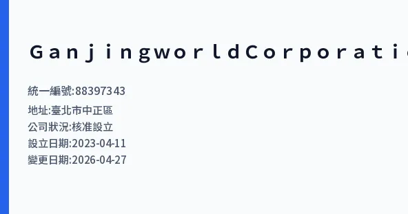 Ganjingworld Corporation的照片-統編 88397343(臺北市) 公司登記資料與營業項目詳細圖表