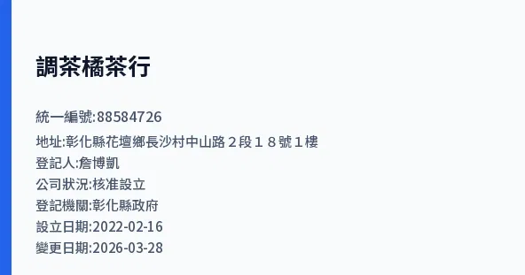 調茶橘茶行的照片-統編 88584726(彰化縣) 公司登記資料與營業項目詳細圖表