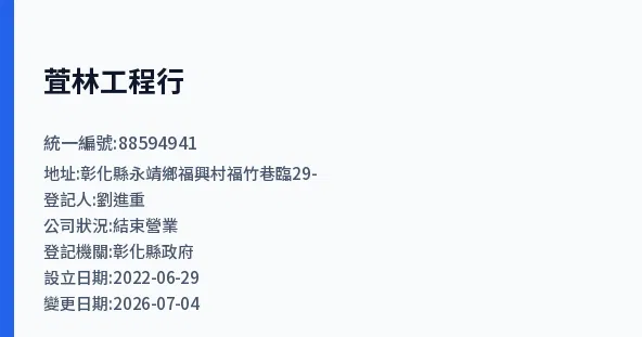 萓林工程行的照片-統編 88594941(彰化縣) 公司登記資料與營業項目詳細圖表