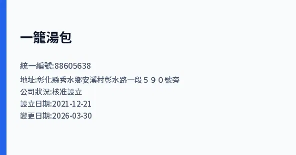 一籠湯包的照片-統編 88605638(彰化縣) 公司登記資料與營業項目詳細圖表