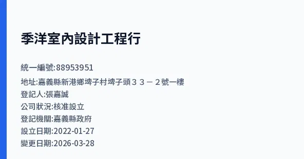 季洋室內設計工程行的照片-統編 88953951(嘉義縣) 公司登記資料與營業項目詳細圖表