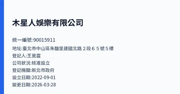 木星人娛樂有限公司的照片-統編 90015911(臺北市) 公司登記資料與營業項目詳細圖表