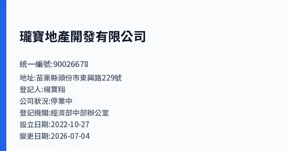 瓏寶地產開發有限公司的照片-統編 90026678(苗栗縣) 公司登記資料與營業項目詳細圖表