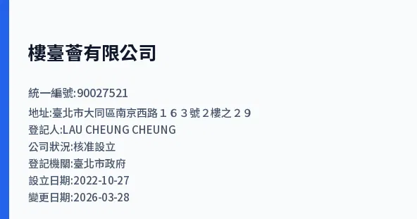樓臺薈有限公司的照片-統編 90027521(臺北市) 公司登記資料與營業項目詳細圖表