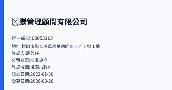 彦騰管理顧問有限公司的照片-統編 90055363(桃園市) 公司登記資料與營業項目詳細圖表